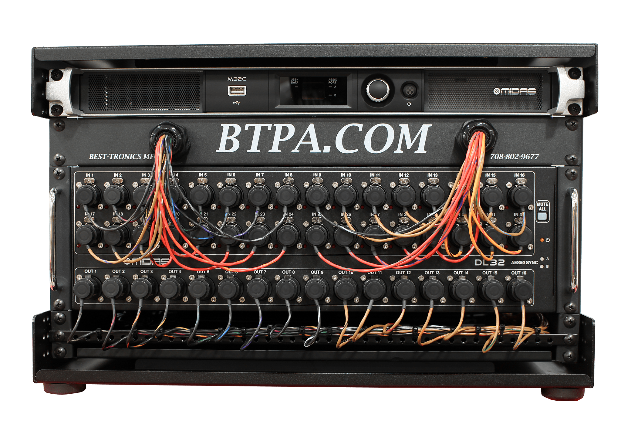 Best-Tronics Mfg., Inc. > Fly Racks > 32 Channel M32 Mixer Fly Rack - 8CH Out on Multipin
